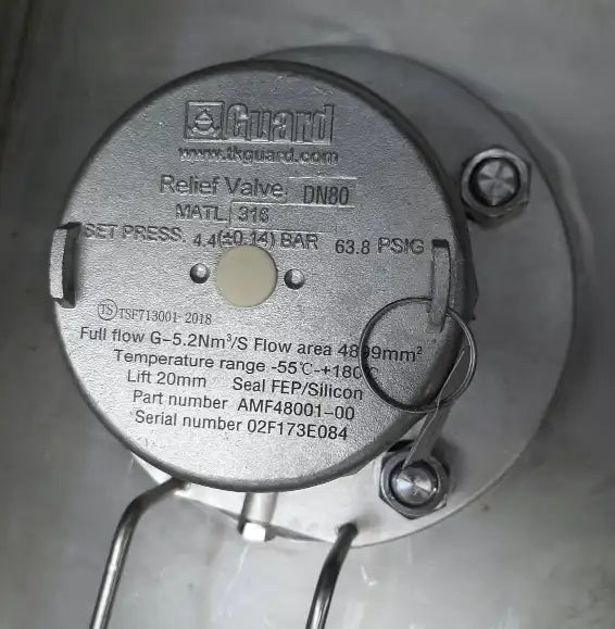 3" DN80 Flanged Safety Relief Valve, 3,71 bar — Guard Europe BV